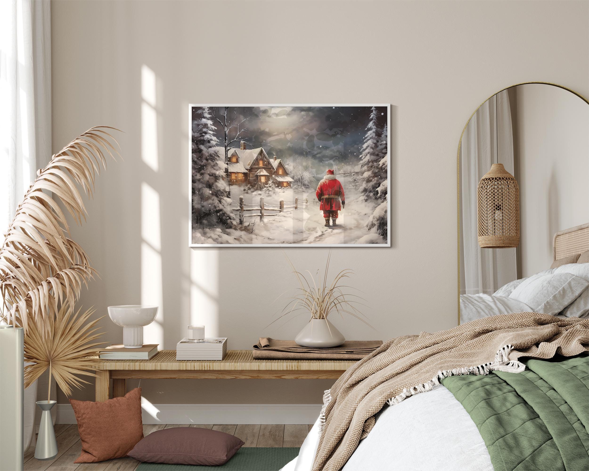 Santa Claus Wall Art, Christmas Painting, Winter Holidays Print ...
