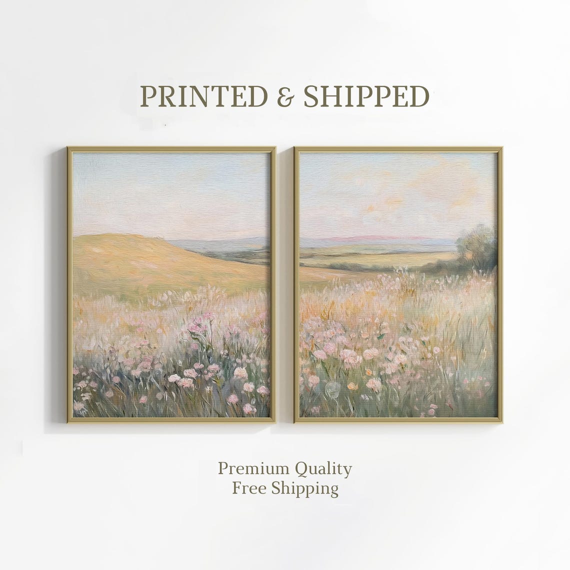 Floral Landscape Set of 2 Split Print, Mailed French Country Wall Art ...