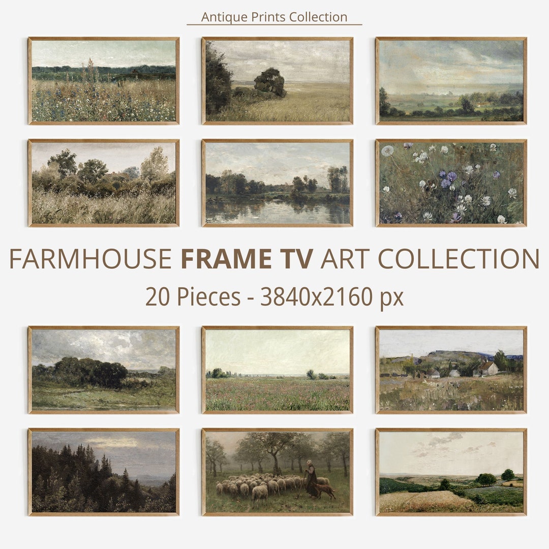 Farmhouse Samsung Frame TV Art Bundle, Vintage Set of 20 Art for TV ...