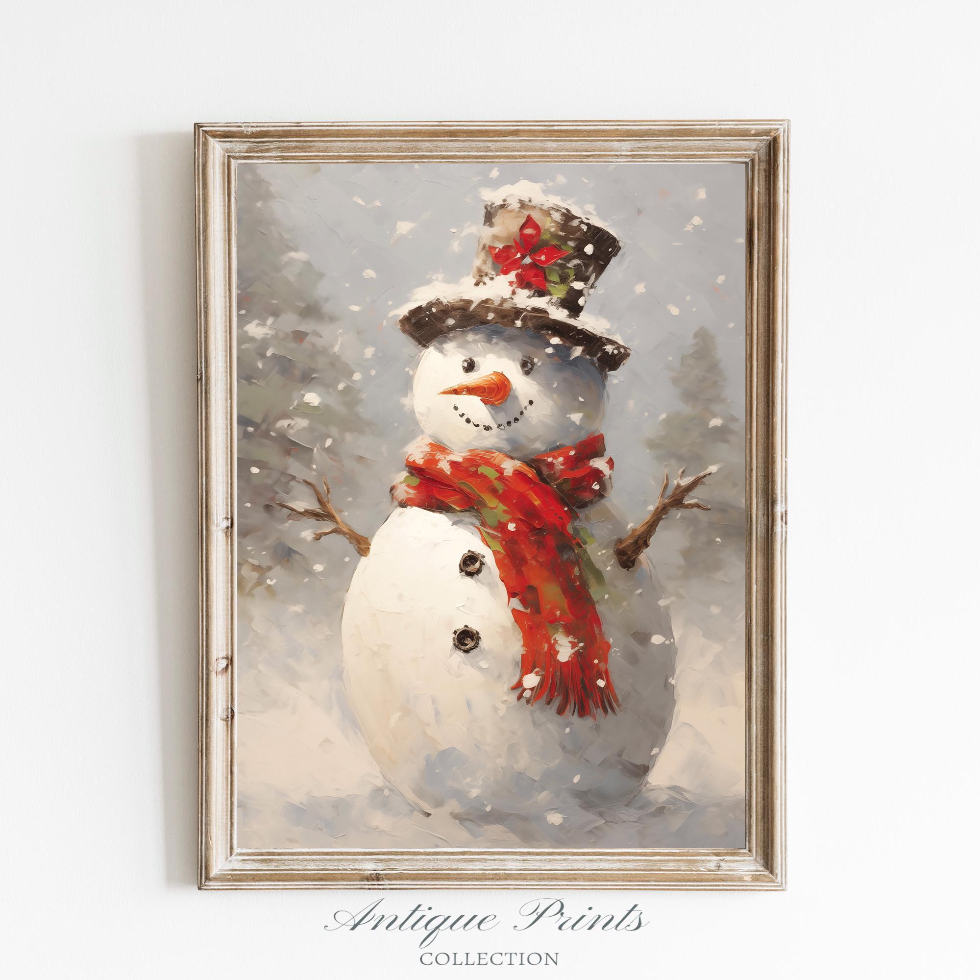 Snowman Painting, Farmhouse Winter Wall Art, PRINTABLE Holiday Art ...