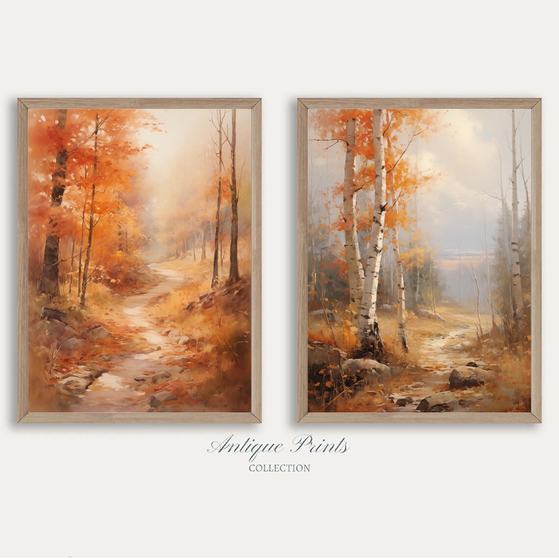 Autumn Landscape Set of 2 Prints, Fall Country 2 Pieces Wall Art ...