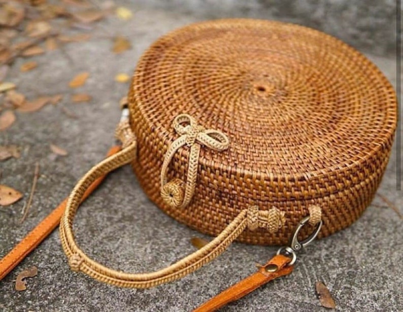 Bali Rattan Bag With Leather : Customized Boho Bag, Woven Straw Bali ...