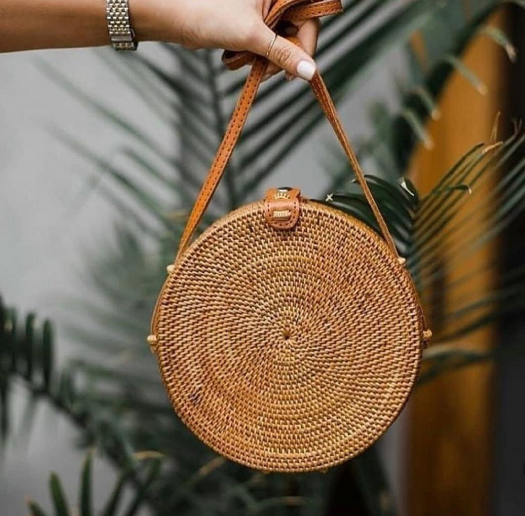 Bali Rattan Bag With Leather : Customized Boho Bag, Woven Straw Bali ...