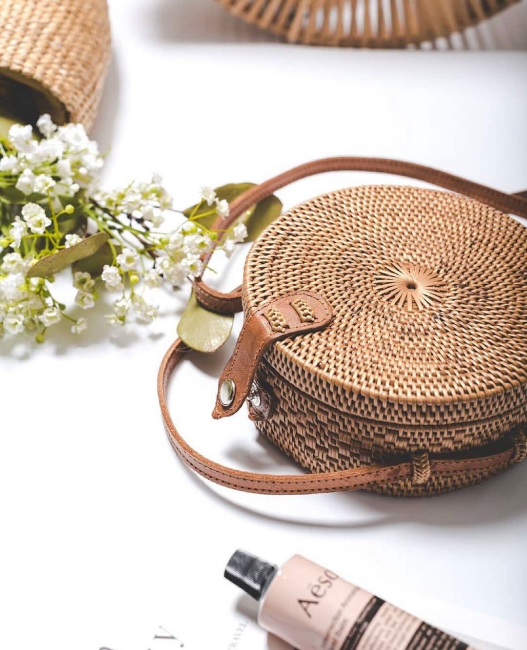 Bali Rattan Bag With Leather : Customized Boho Bag, Woven Straw Bali ...