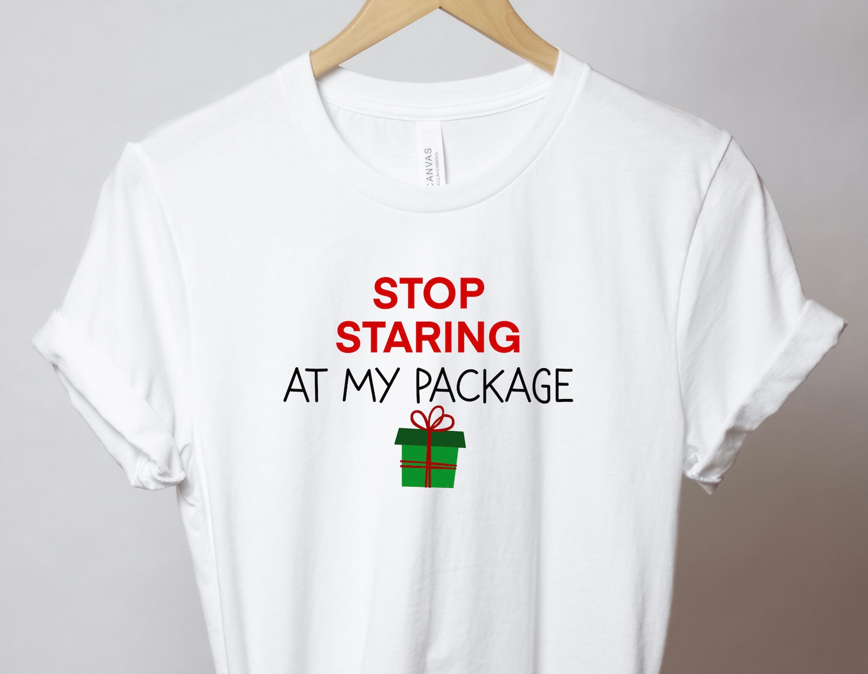 Stop Staring at My Package Shirt Funny Christmas Shirt Offensive Xmas ...