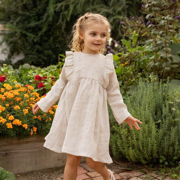 Girls Linen Dress - Etsy