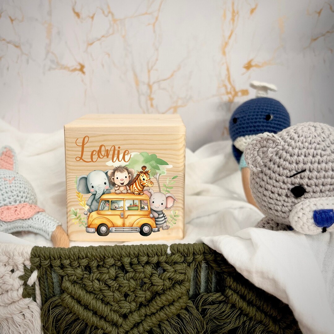 Personalized Money Box Wood Safari I Gift I Personalized Gifts I ...