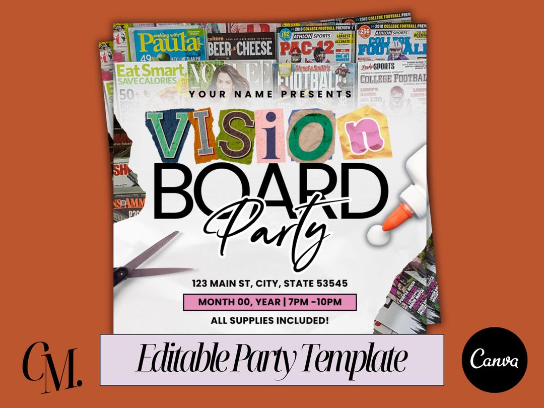Vision Board Party Flyer, Editable Networking Flyer, Vision Board ...