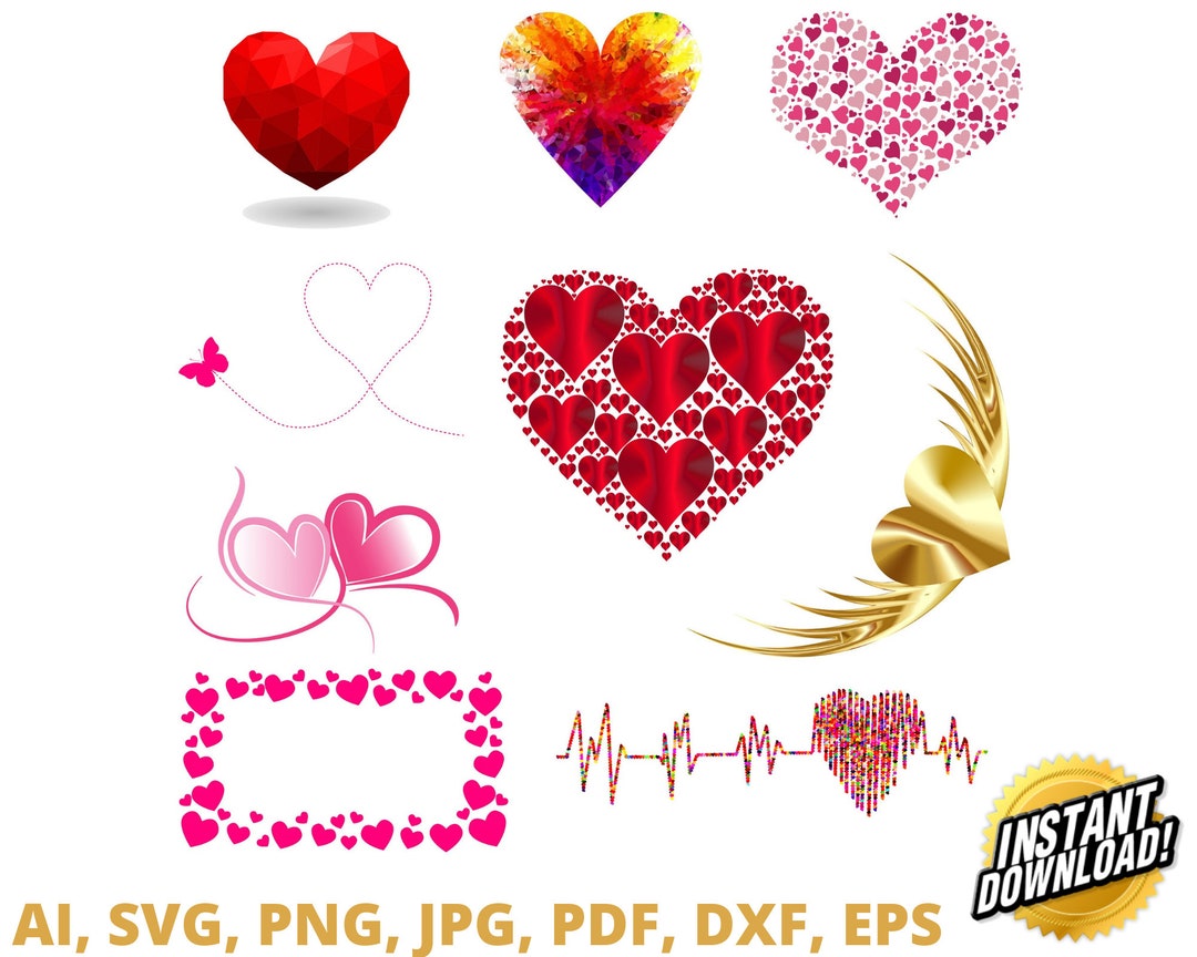 Heart Svg Bundle, Heart Svg, Love Svg, Valentine Heart Svg, Heart Svg ...
