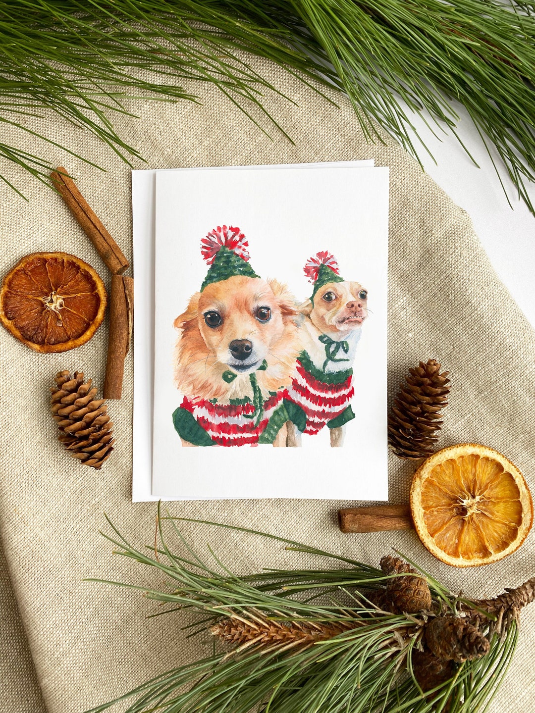 Little Elf Helpers Holiday Greeting Card 5x7 Watercolor Card With ...
