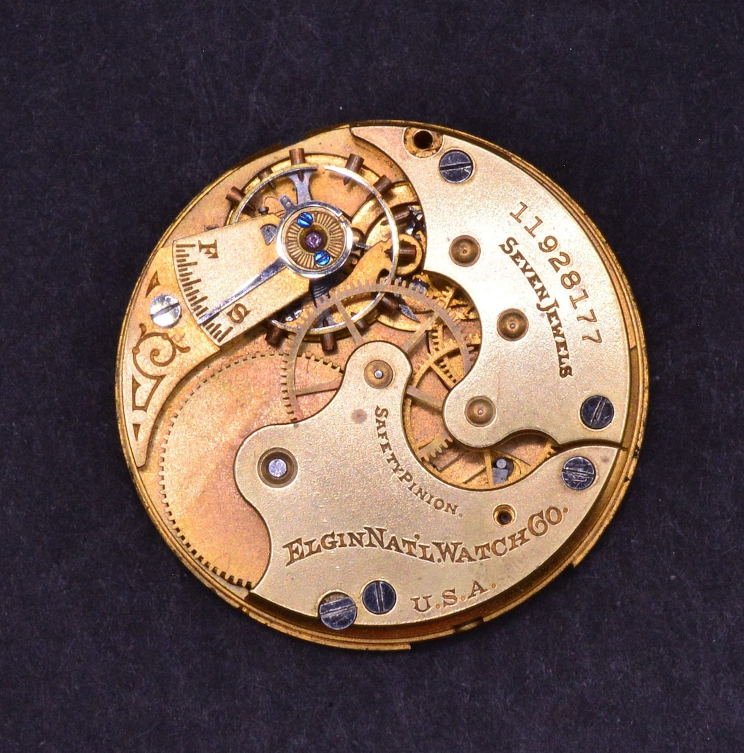 Vintage Elgin Pocket Watch Movement. Complete, Not Running. Made in ...