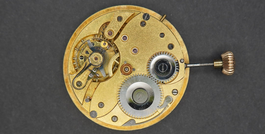 Vintage Unknown Swiss Pocket Watch Movement. Complete, Not Running. Bad ...