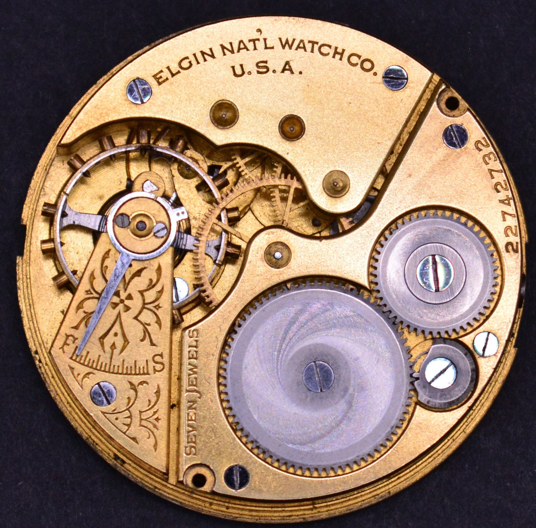 Vintage Elgin Pocket Watch Movement, Complete, Not Running. Made in ...
