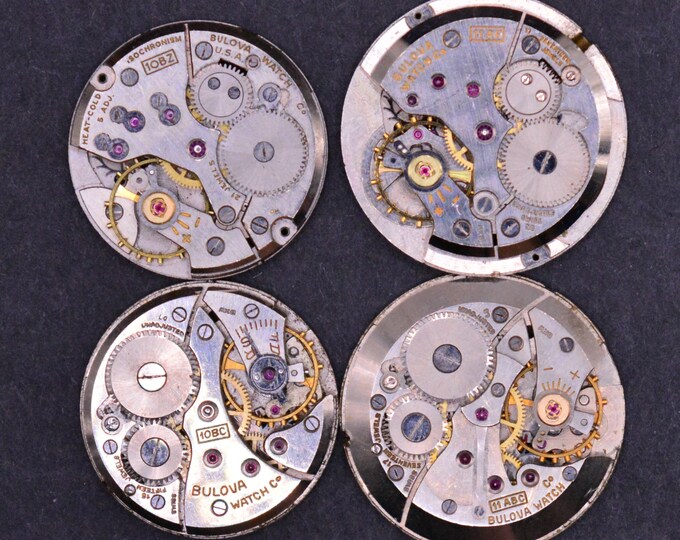 Vintage Wrist Watch Movements, Lot of 4 Used, Bulova Round Movements ...