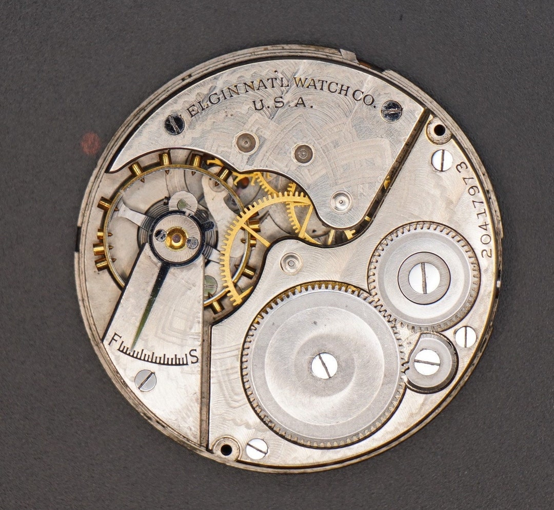 Vintage Elgin Pocket Watch Movement. Complete Not Running. Year 1918 ...