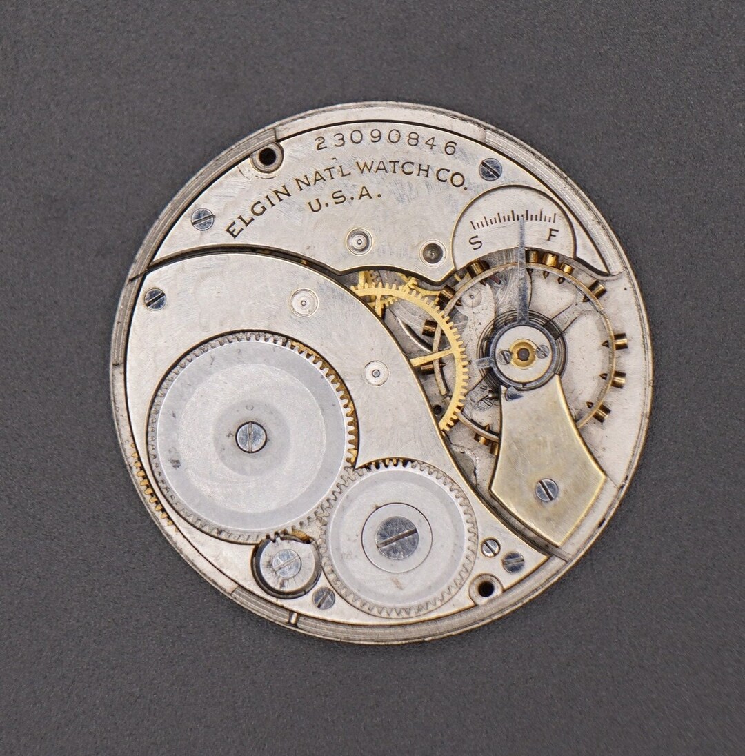 Vintage Elgin Pocket Watch Movement. Complete Not Running. Year 1921 ...