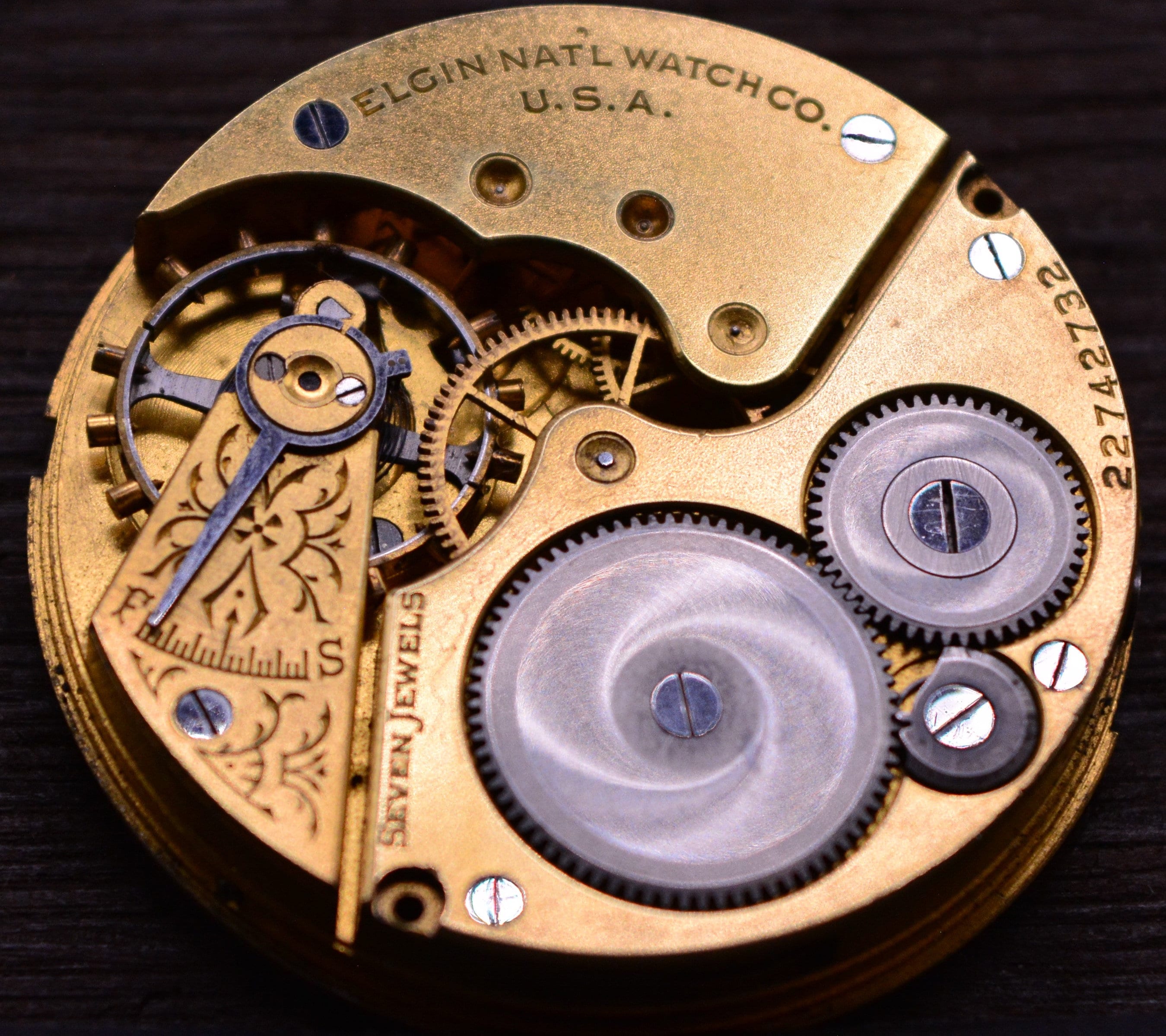 Vintage Elgin Pocket Watch Movement, Complete, Not Running. Made in ...
