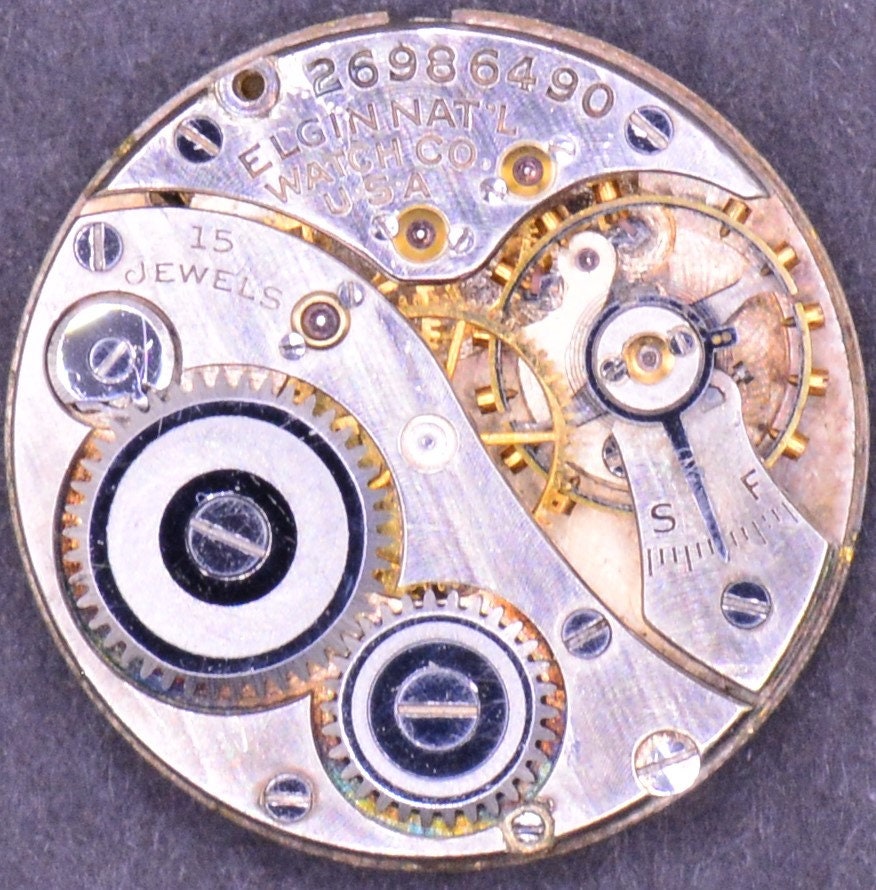 Vintage Elgin Pocket Watch Movement. Complete Not Running. - Etsy