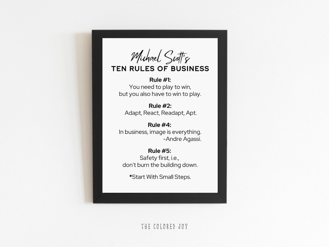 Michael Scott's Rules of Business - the Office TV Show Art (digital ...