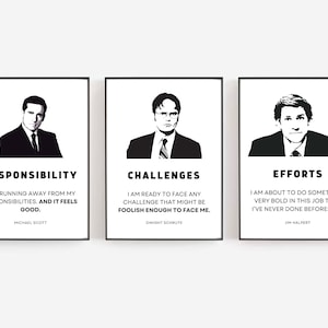 The Office TV Show Quotes Print Set: Michael Scott, Jim Halpert ...