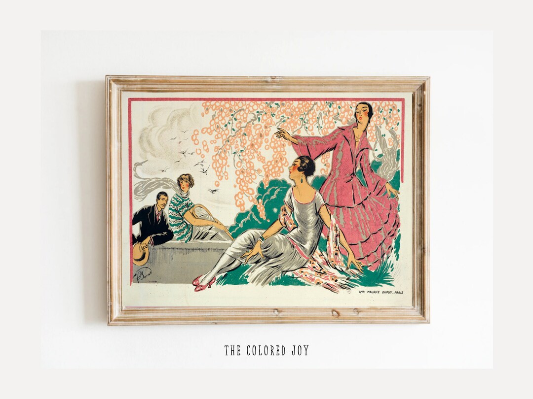 Vintage French Fashion Poster: Parisian Women Art Print (digital ...