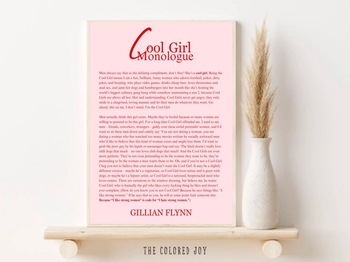 Gone Girl Cool Girl Monologue Popular Quote Wall Print Feminist Prints ...