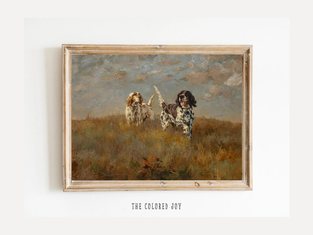 Dog and Landscape Painting PRINTABLE Rustic Fall Decor Print - Etsy