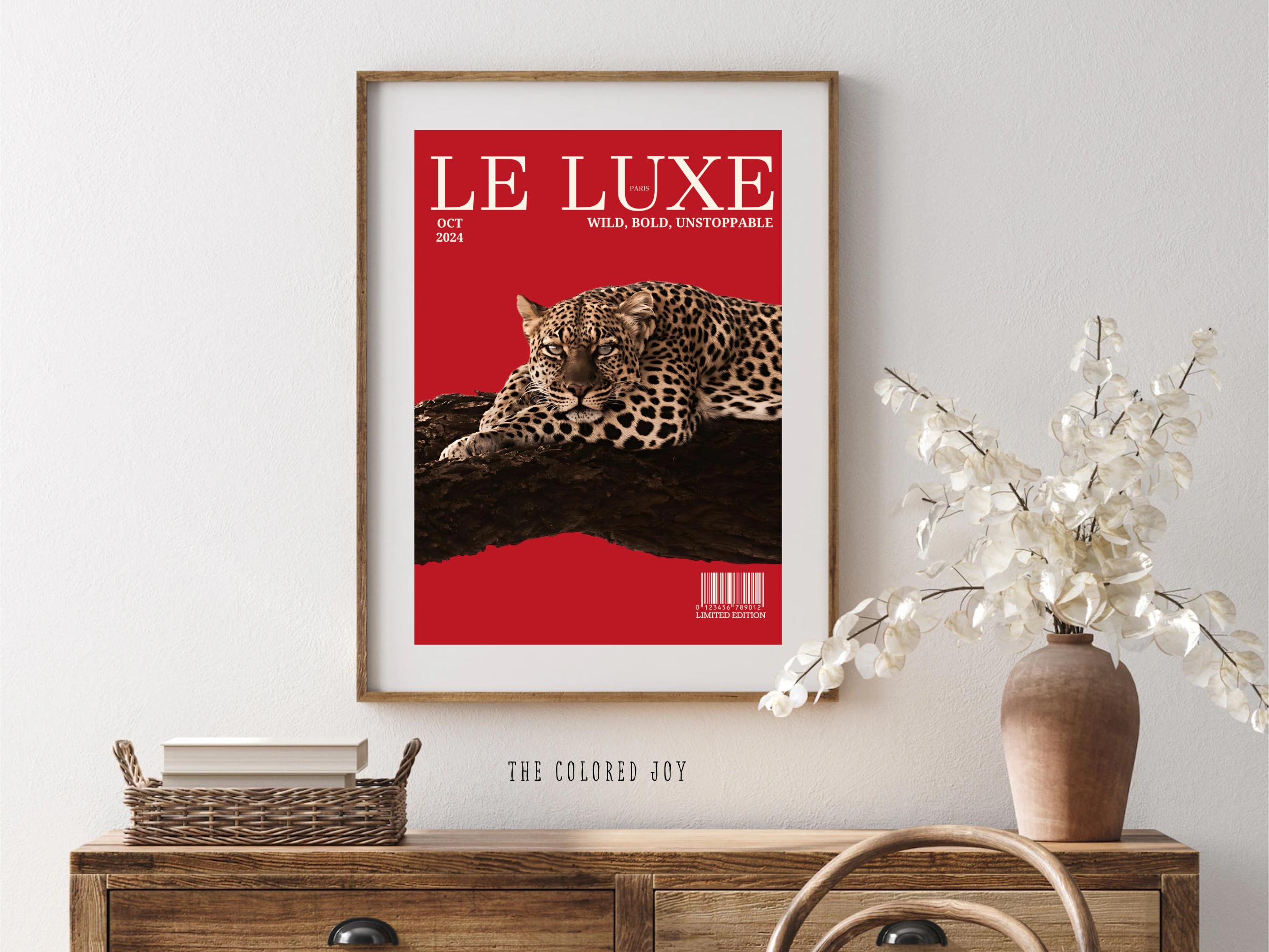 Le Luxe Leopard Poster: Red Vogue High Fashion Print (digital Download ...