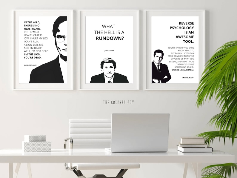 The Office TV Show Quotes Print Set: Michael Scott, Dwight Schrute ...