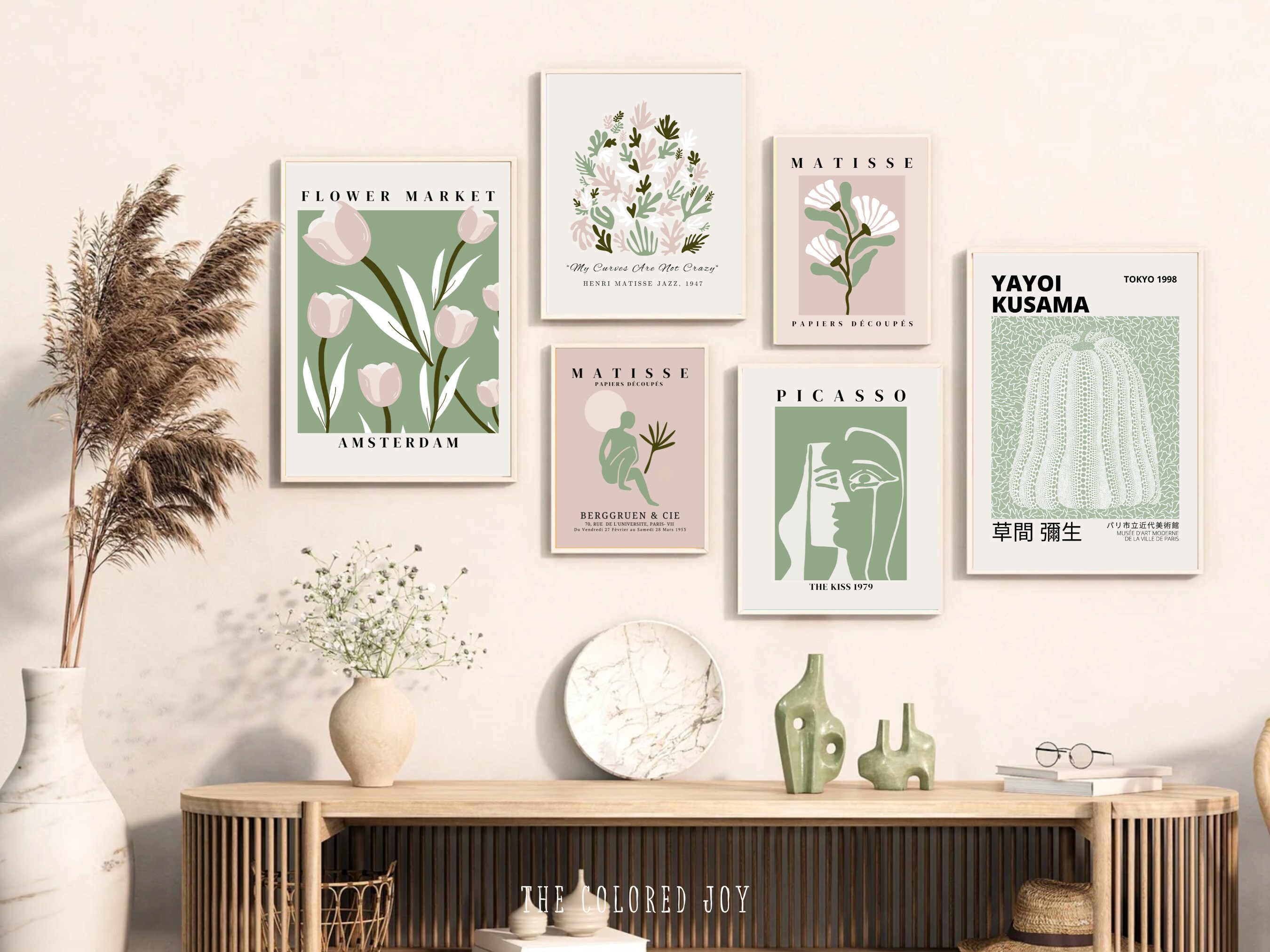 Aesthetic Gallery Wall Set, Sage Green and Blush Pink Wall Art, Matisse ...