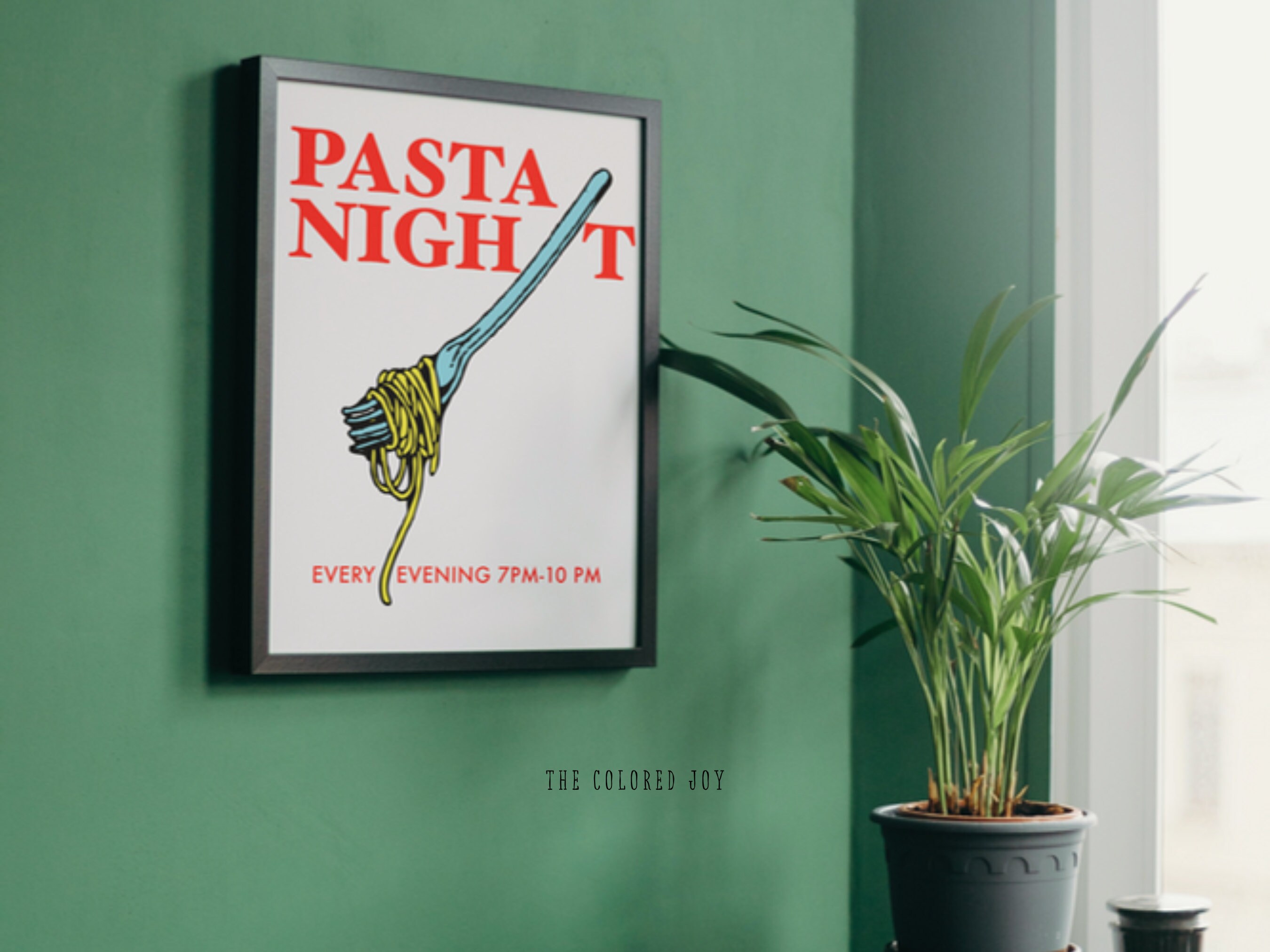 Spaghetti Kitchen Art Print, Pasta Night Poster, Funny Pasta Decor ...