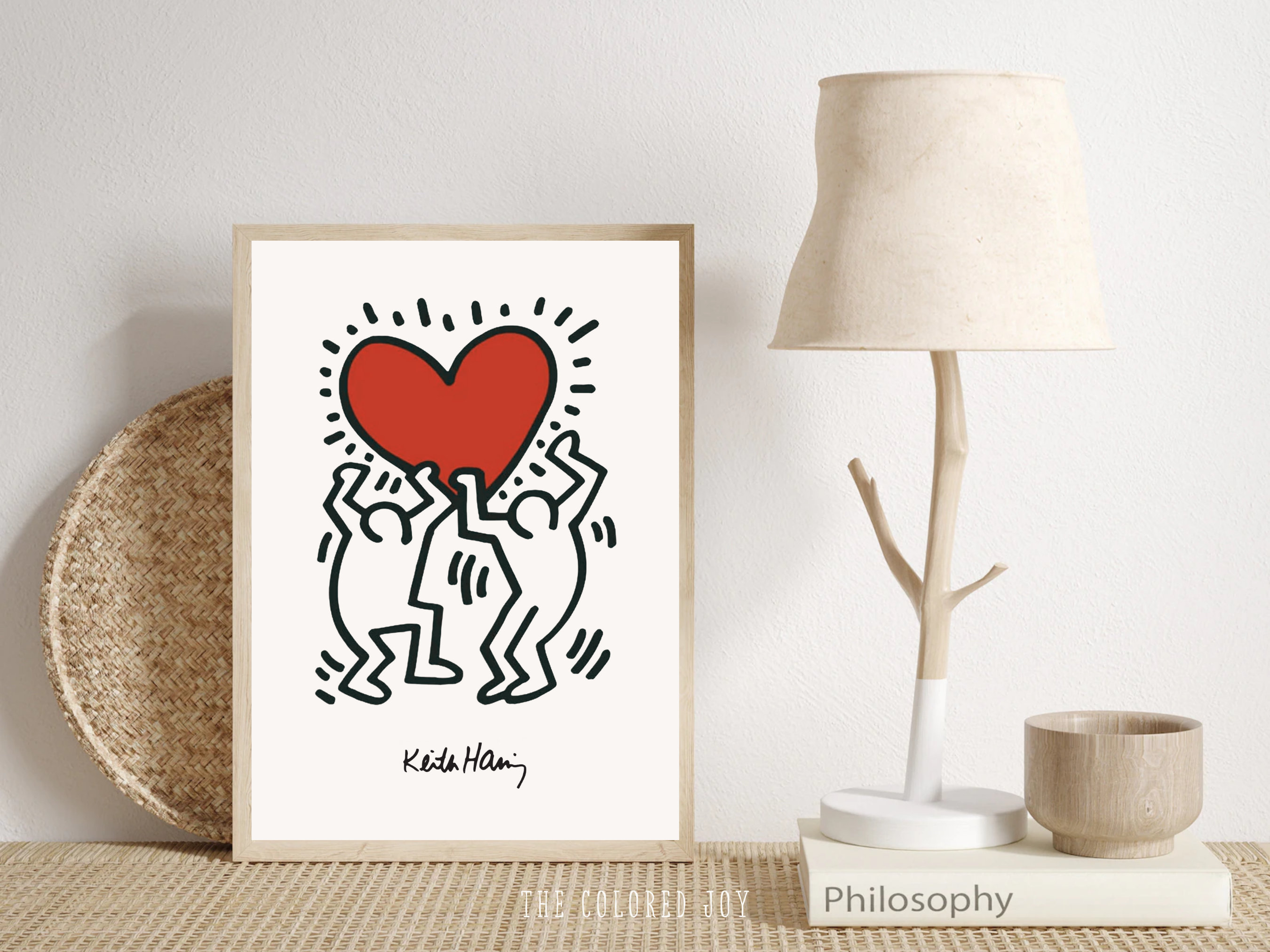 Keith Haring Love Poster, Girly Printable Wall Art, Red Apartment Decor ...
