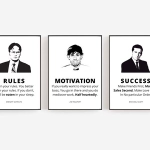 The Office TV Show Quotes Print Set: Michael Scott, Dwight Schrute ...