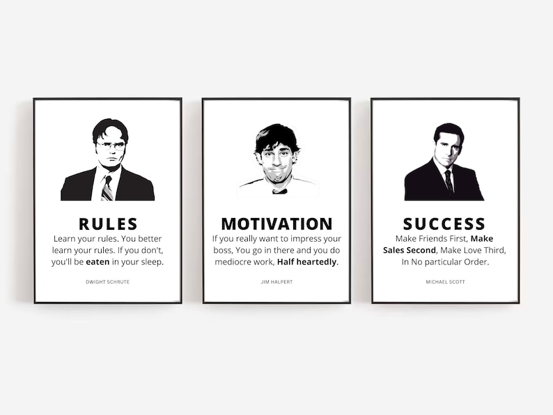 The Office TV Show Quotes Print Set 3 Piece Wall Art the - Etsy