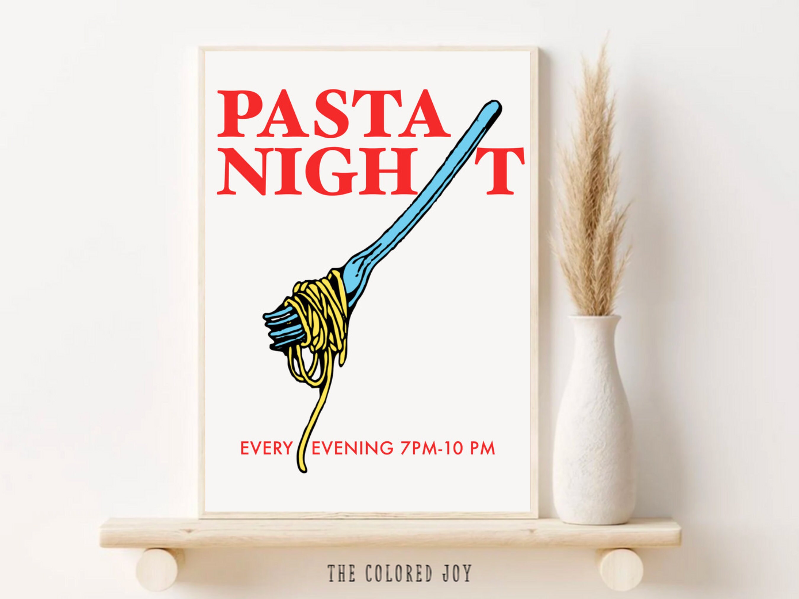 Spaghetti Kitchen Art Print, Pasta Night Poster, Funny Pasta Decor ...