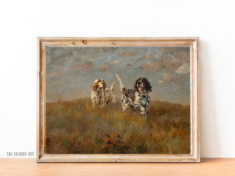 Dog and Landscape Painting PRINTABLE Rustic Fall Decor Print - Etsy