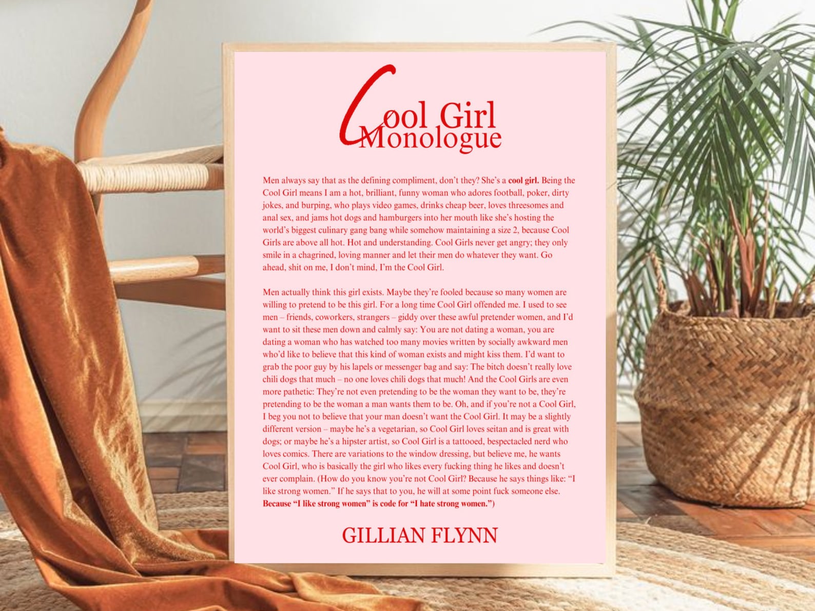 Gone Girl Cool Girl Monologue Popular Quote Wall Print Feminist Prints ...
