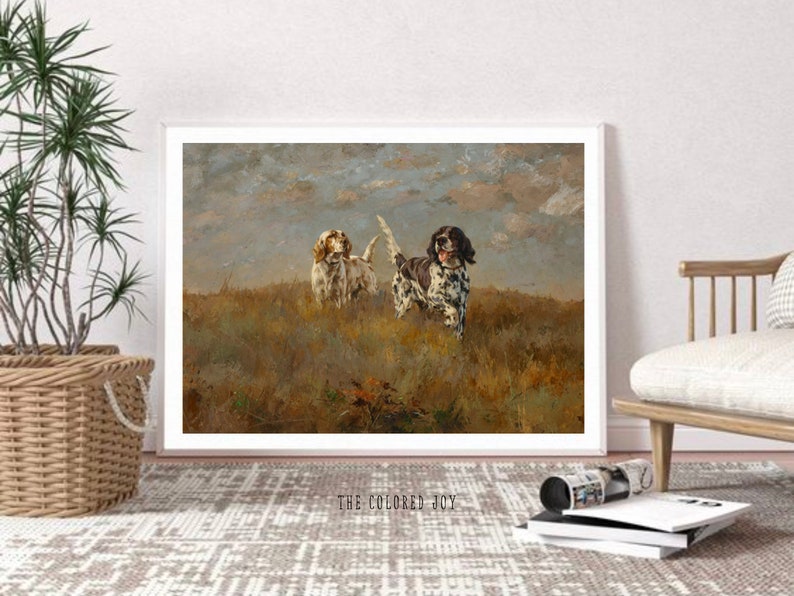 Dog and Landscape Painting PRINTABLE Rustic Fall Decor Print - Etsy