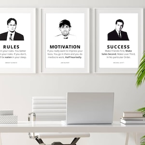 The Office TV Show Quotes Print Set: Michael Scott, Dwight Schrute ...