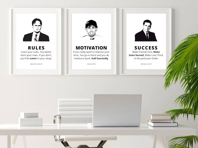 The Office TV Show Quotes Print Set: Michael Scott, Dwight Schrute ...