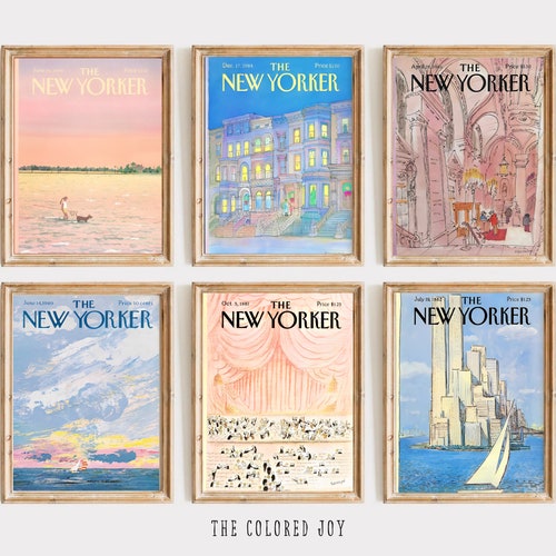 New Yorker Magazine Cover Poster Set of 6 Trendy Gallery Wall - Etsy