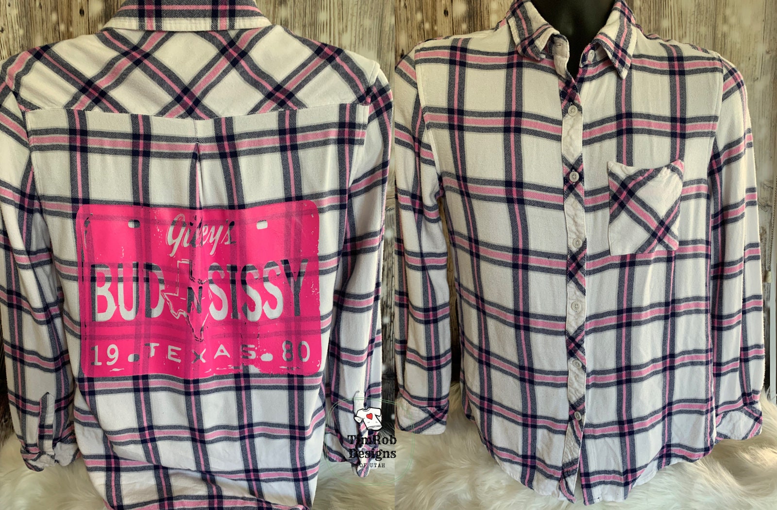 Custom Flannel Bud/sis Hot Pink Design - Etsy