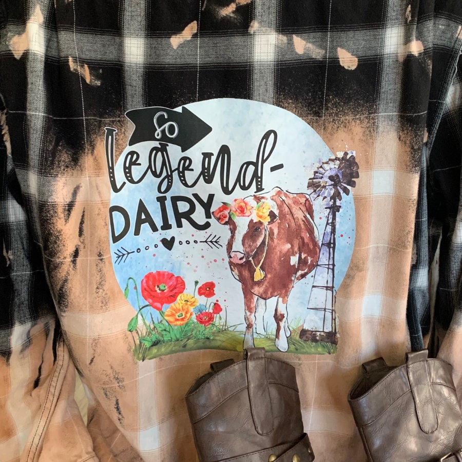 Custom Bleached Flannel Legend Dairy Cow - Etsy