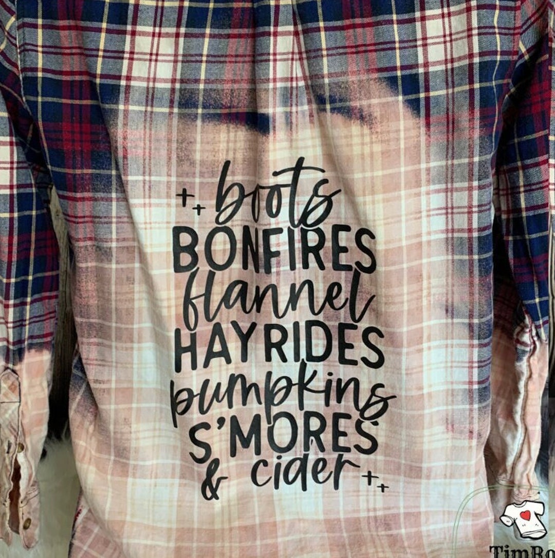 Custom Bleached Flannel Boots, Bonfires, Flannels - Etsy