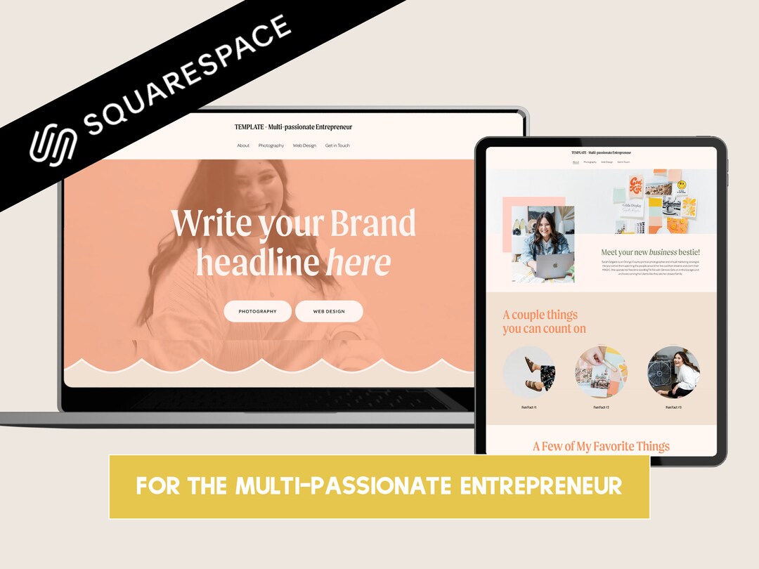 Squarespace Template for Multi-passionate Entrepreneurs - Etsy