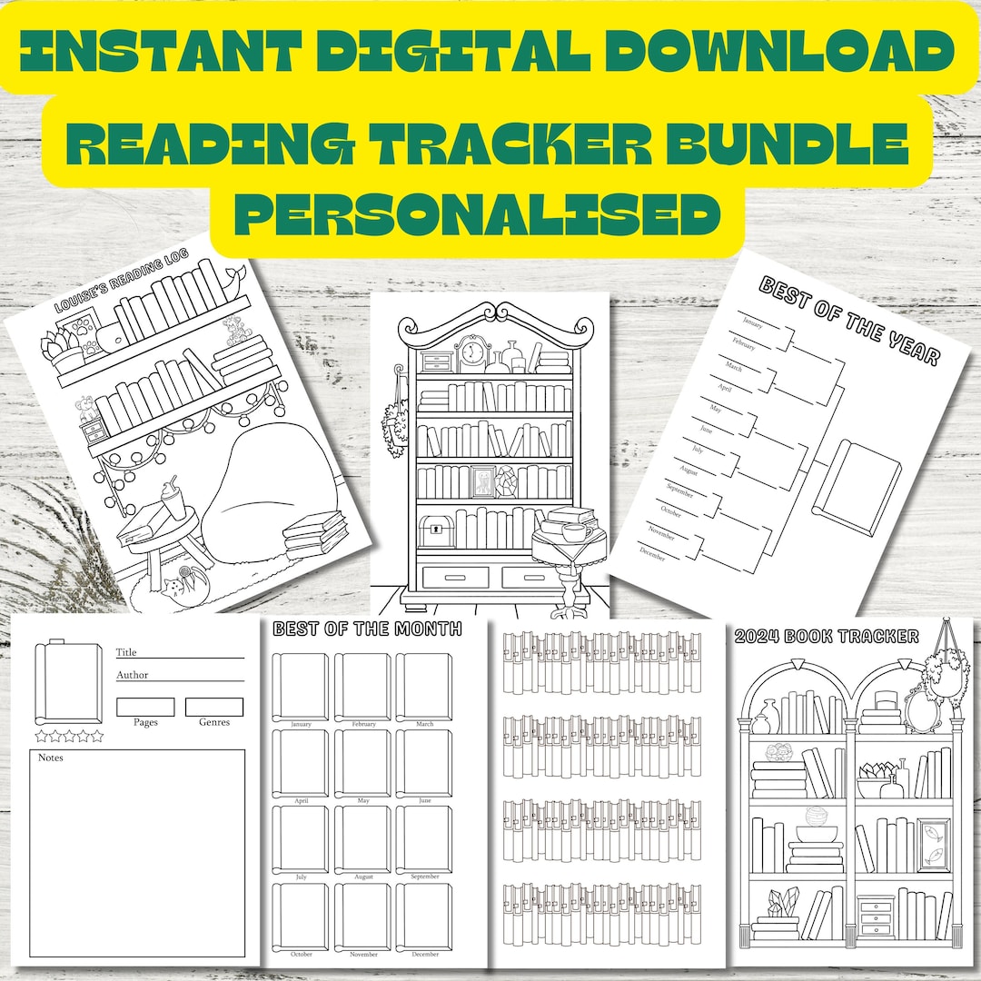 Personalised Colouring Reading Tracker, 2024 Printable Reading Log ...