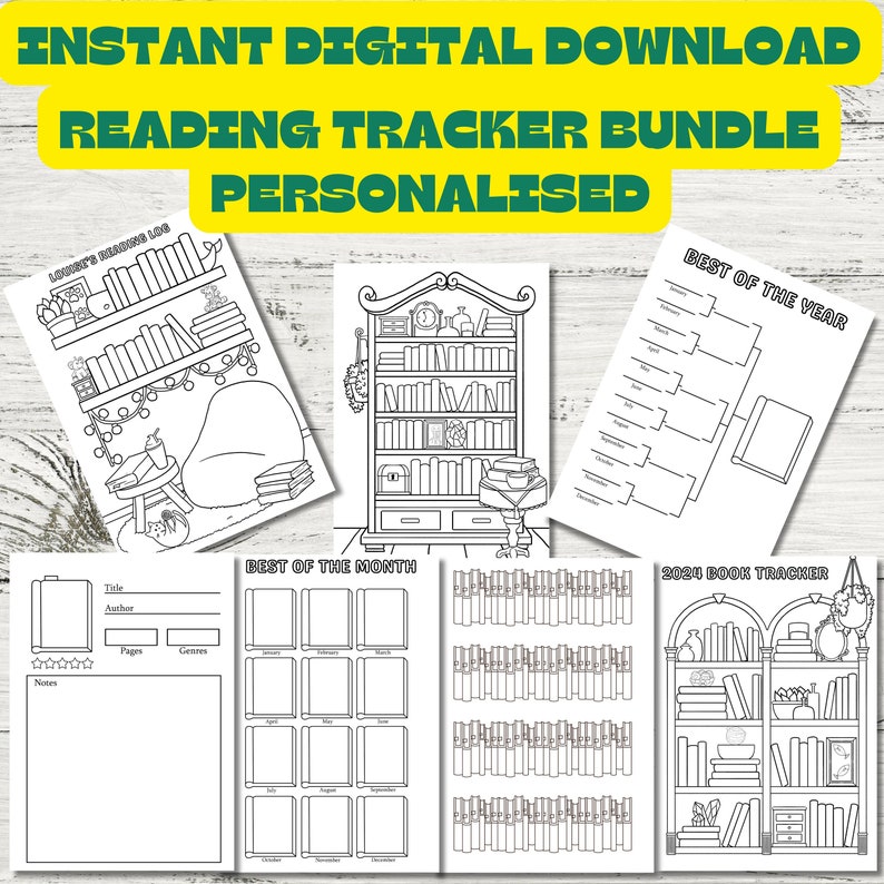 Personalised Colouring Reading Tracker, 2024 Printable Reading Log ...