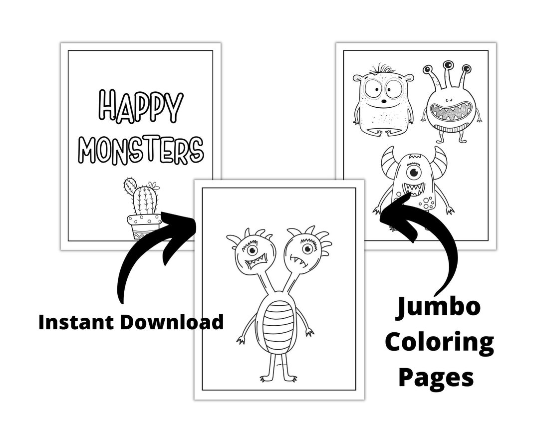 Instant Download - Silly Monster Coloring Pages for Kids' Party ...