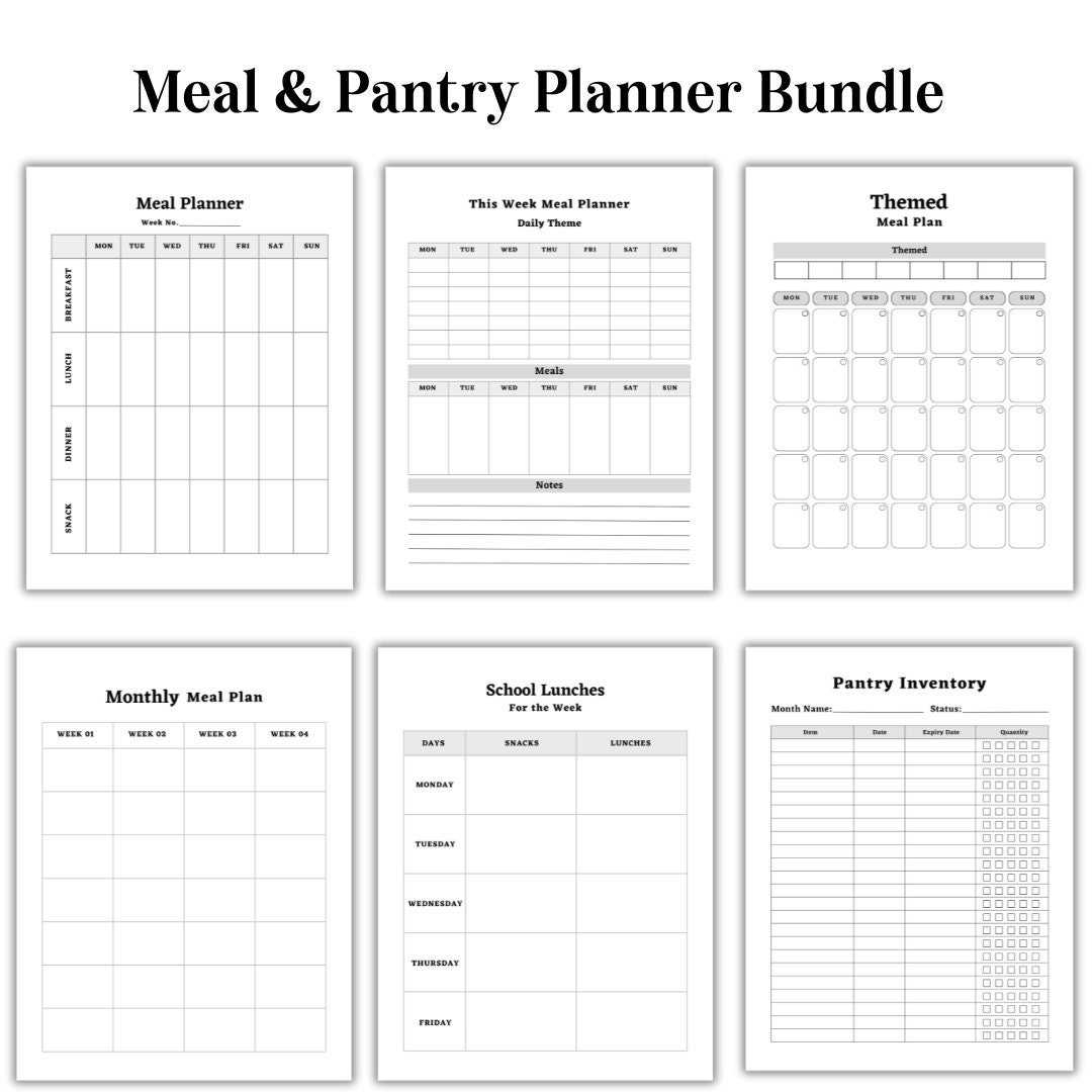 Meal& Pantry Planner Bundle, Meal Prep Bundle, Meal Planner, Transform ...