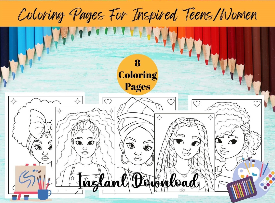 Coloring Pages for Inspired Teens/women Women Adult Coloring - Etsy